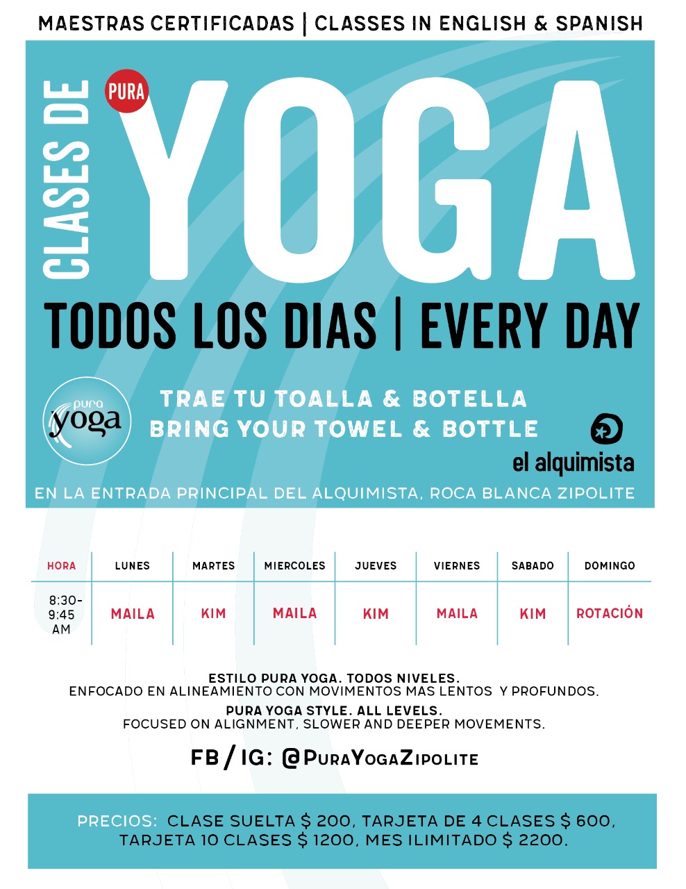 Daily Classes – PURA YOGA ZIPOLITE